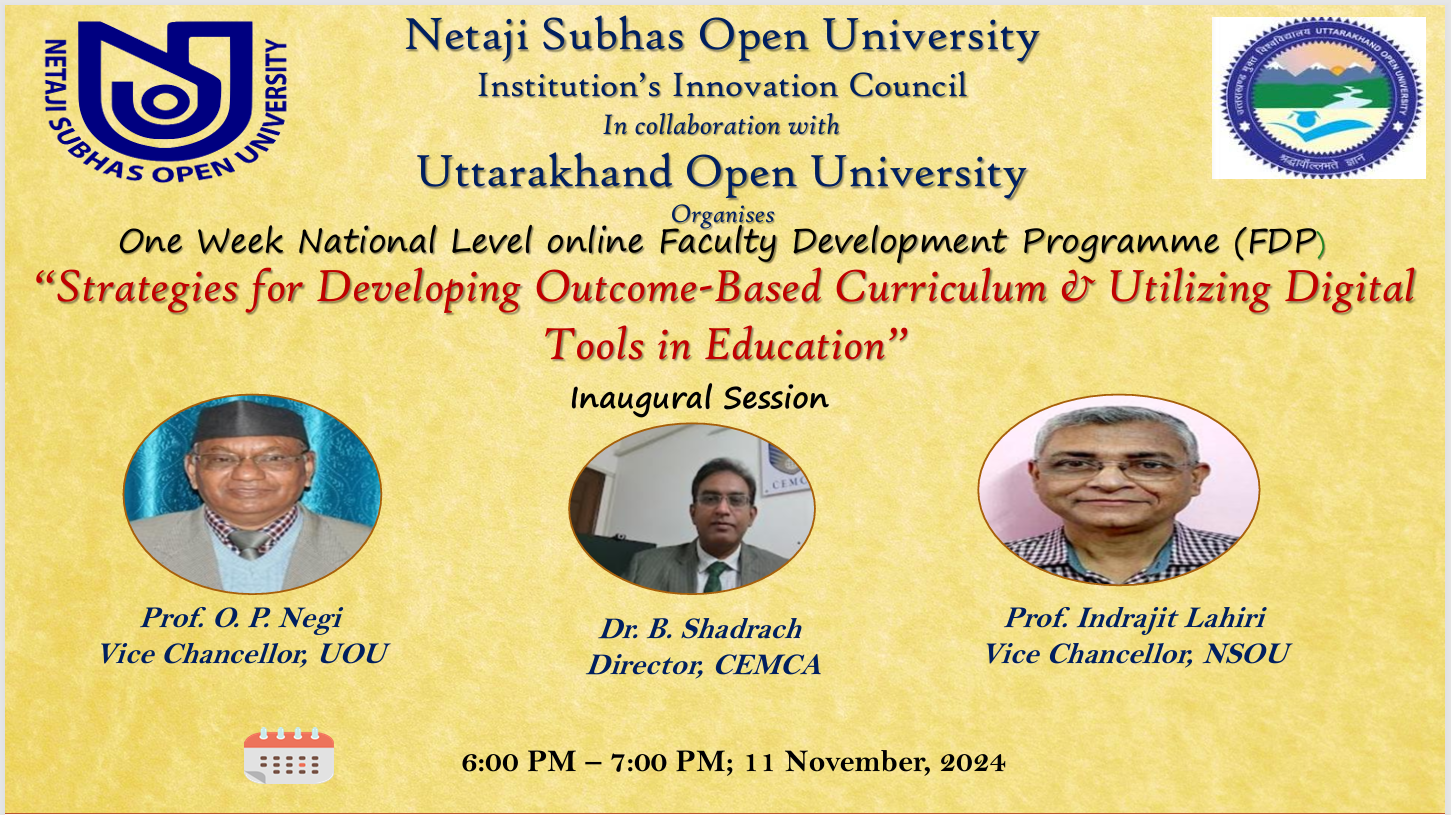 Section: General | One Week National-Level Online Faculty Development Programme (FDP) on ...